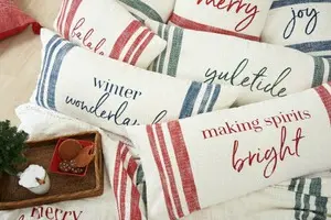 Carol & Frank Morgan Christmas Holiday Striped Decorative Lumbar Pillow Collection
